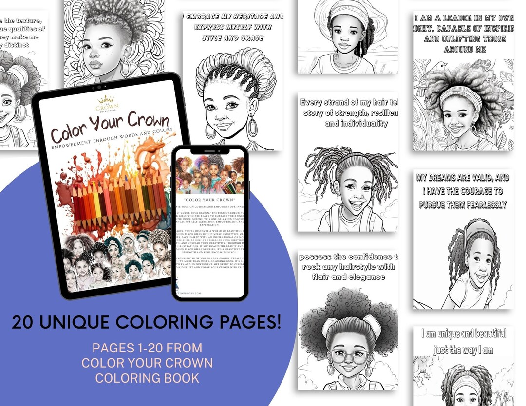 Black Girls 20 Coloring Pages (pages 1-20 From "color Your Crown ...