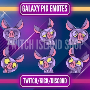 Cute Galaxy Pig Emotes for Twitch, Youtube, Discord Kawaii Stream ...