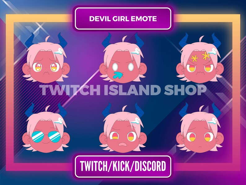Cute Devil Girl Emotes Pre-made Twitch/discord Emotes Evil/hell Emotes ...