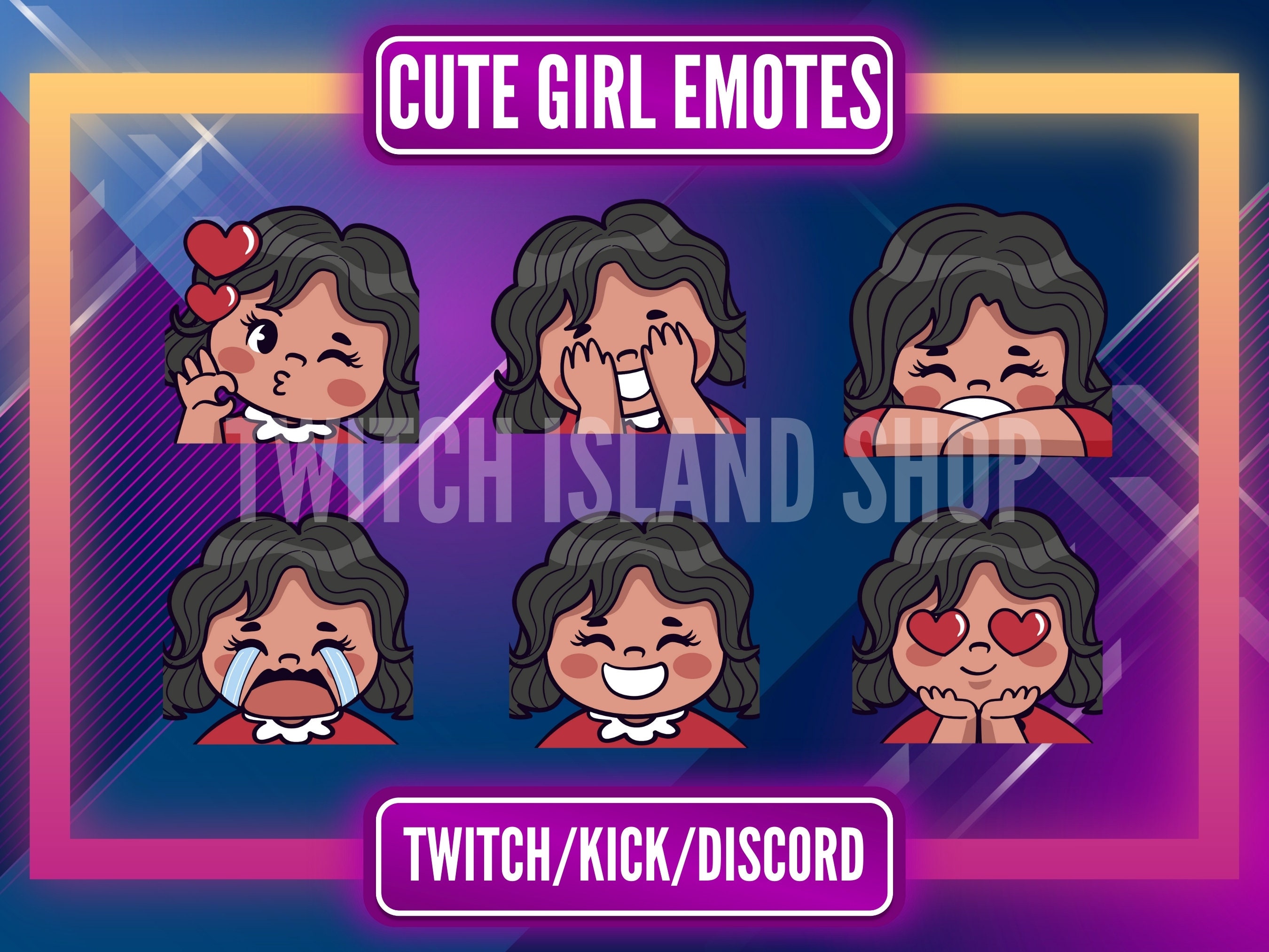 Cute Girl Facial Emotes Static Emotes Twitch Discord Chibi Emotes ...
