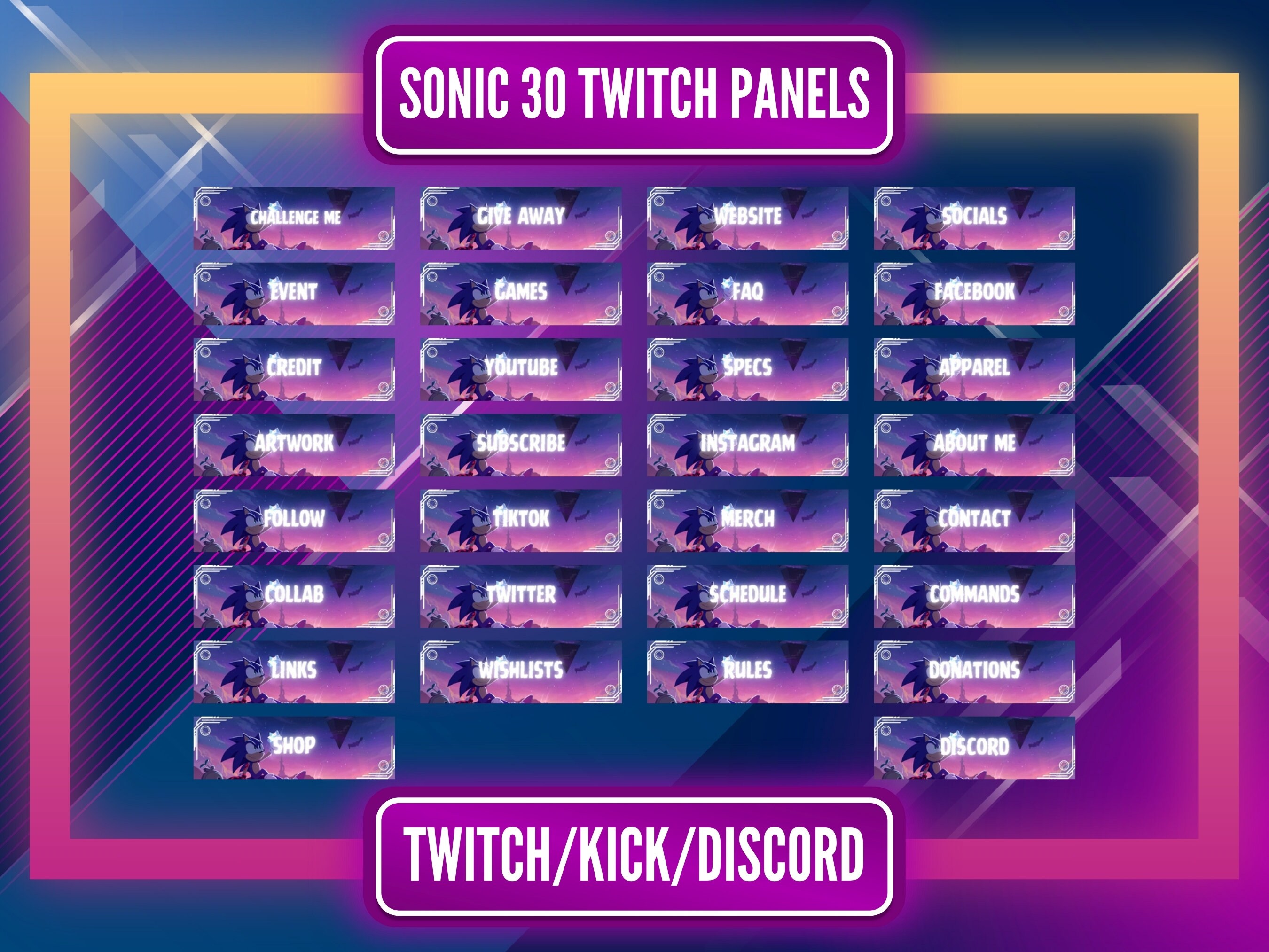 So_nic Twitch Stream Pack: Animated Cartoon Overlay, Animated Screens ...