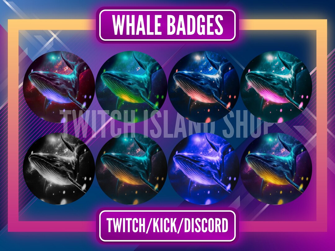 8 Cute Whales Badges for Twitch/youtube Streaming Sub Bits Badges Sea ...