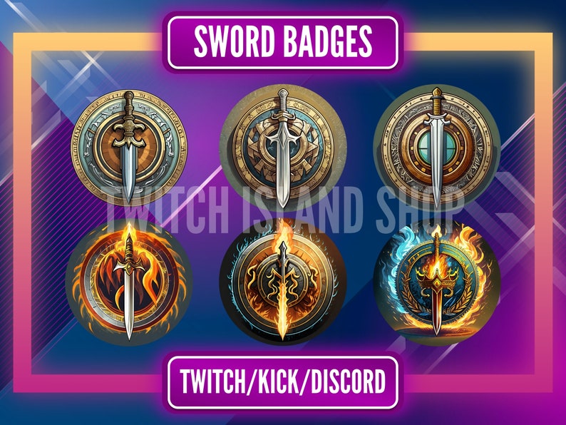 Sword Sub Badges for Twitch/youtube/kick/discord Bit Badges Discord ...