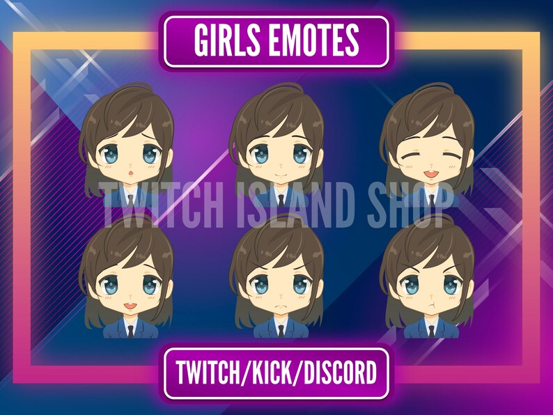 6 Girl Emote Pack Facial Emotes Chibi Characters Emotes Female Emotes ...