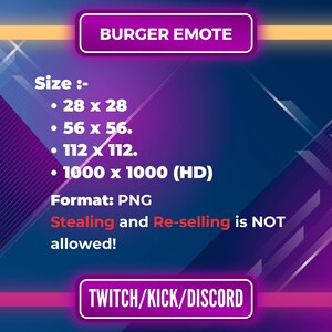 Emote Bundle 6 Burger-themed Sub Emotes for Streaming Cute, Foodie ...