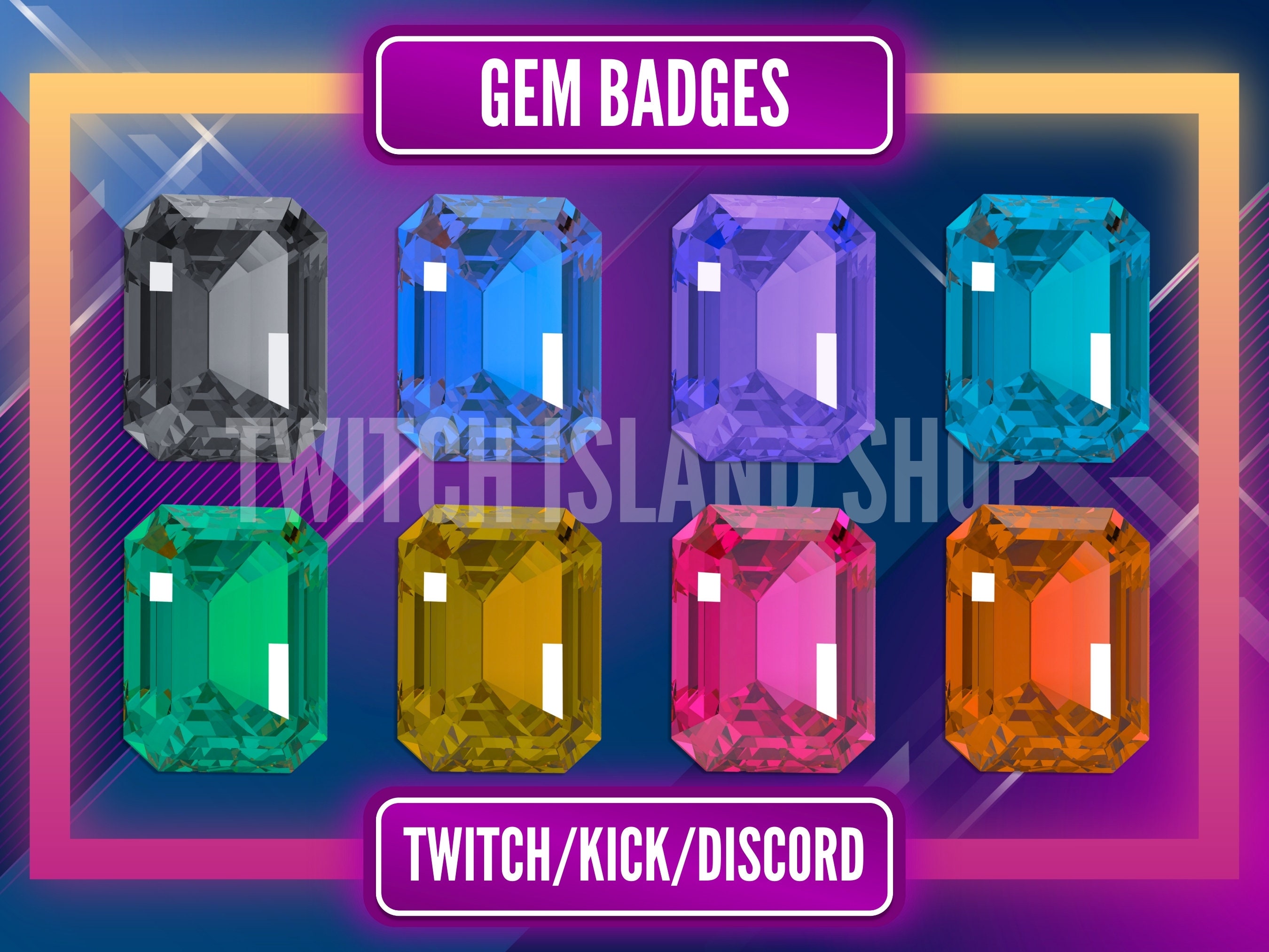 Gems Twitch Badges Ruby Sub Badges Colorful Gem Icons Shiny Bits ...