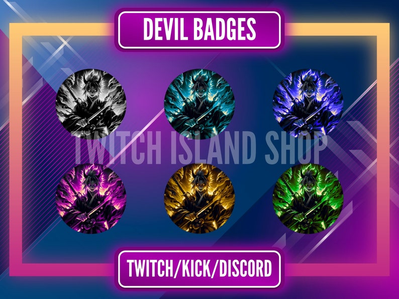 6 Devil Twitch Sub Badges Featuring Twitch Anime and Cartoon Designs ...