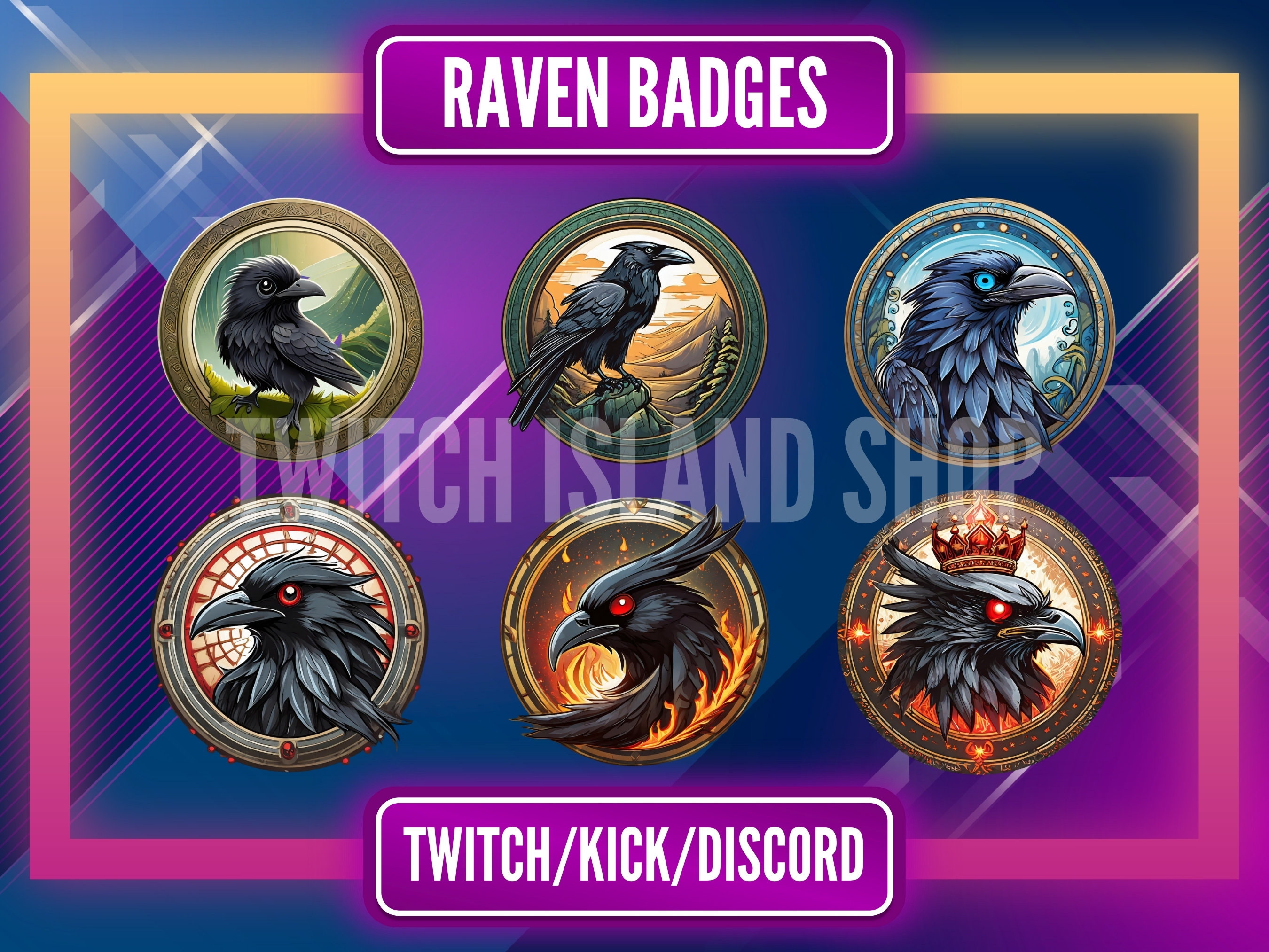Sub Badges Featuring Raven Twitch, Kawaii Animal Badges, and Cool ...