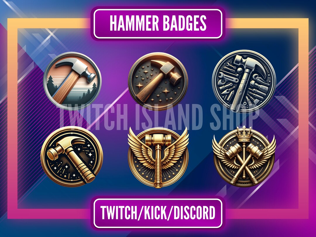 Get 6 Adorable Hammer Twitch Sub, Bit, and Cheer Badges Perfect for ...