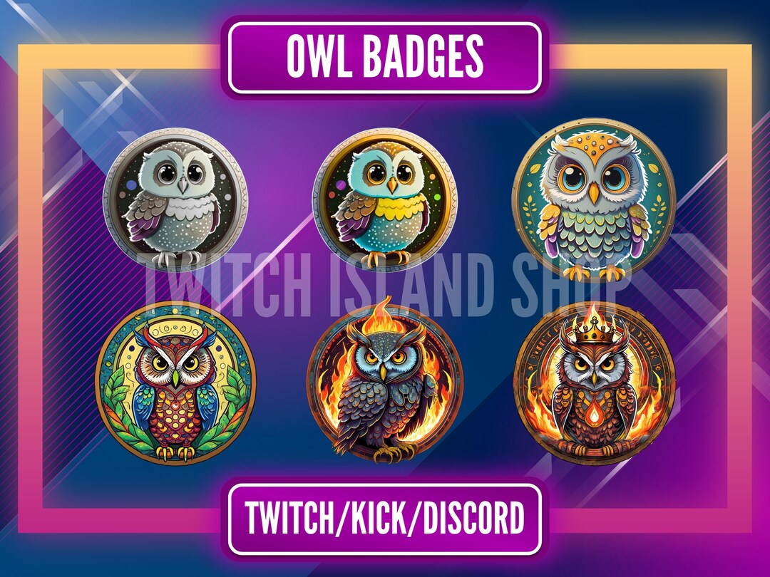 Owl Sub Icons for Twitch Twitch Subscription & Bit Icons Bird Sub Icons ...