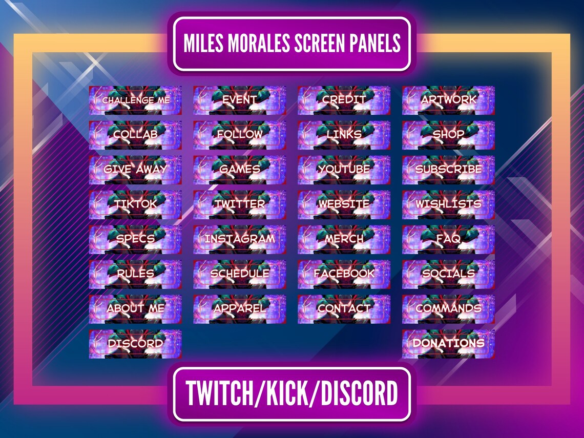 Animated Miles-morales Stream Overlay Bundle Spider-man Twitch Overlay ...