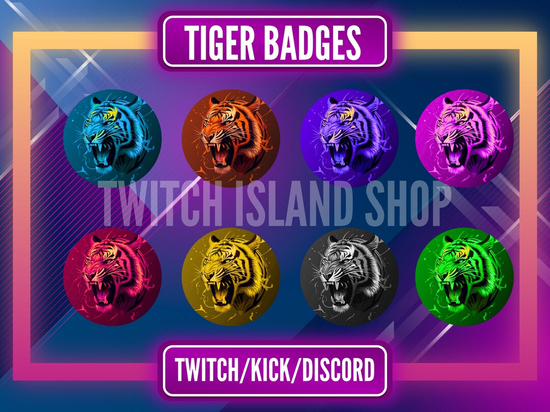 8x Tiger Sub Badges for Twitch Colorful Sub Badges Animal Badges Pay to ...