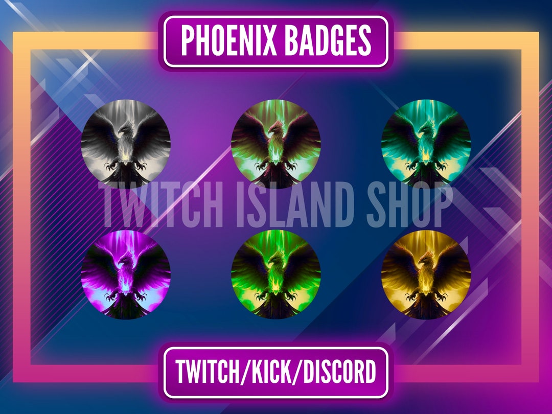6 Phoenix Subscription / Bit Icons for Twitch Kick, Loyalty Badges Pack ...