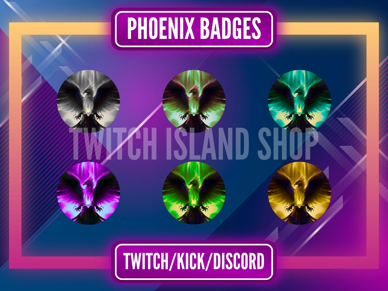 6 Phoenix Subscription / Bit Icons for Twitch Kick, Loyalty Badges Pack for Twitch Kick ...