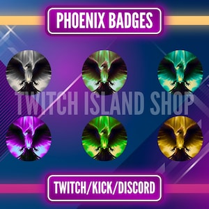 6 Phoenix Subscription / Bit Icons for Twitch Kick, Loyalty Badges Pack ...