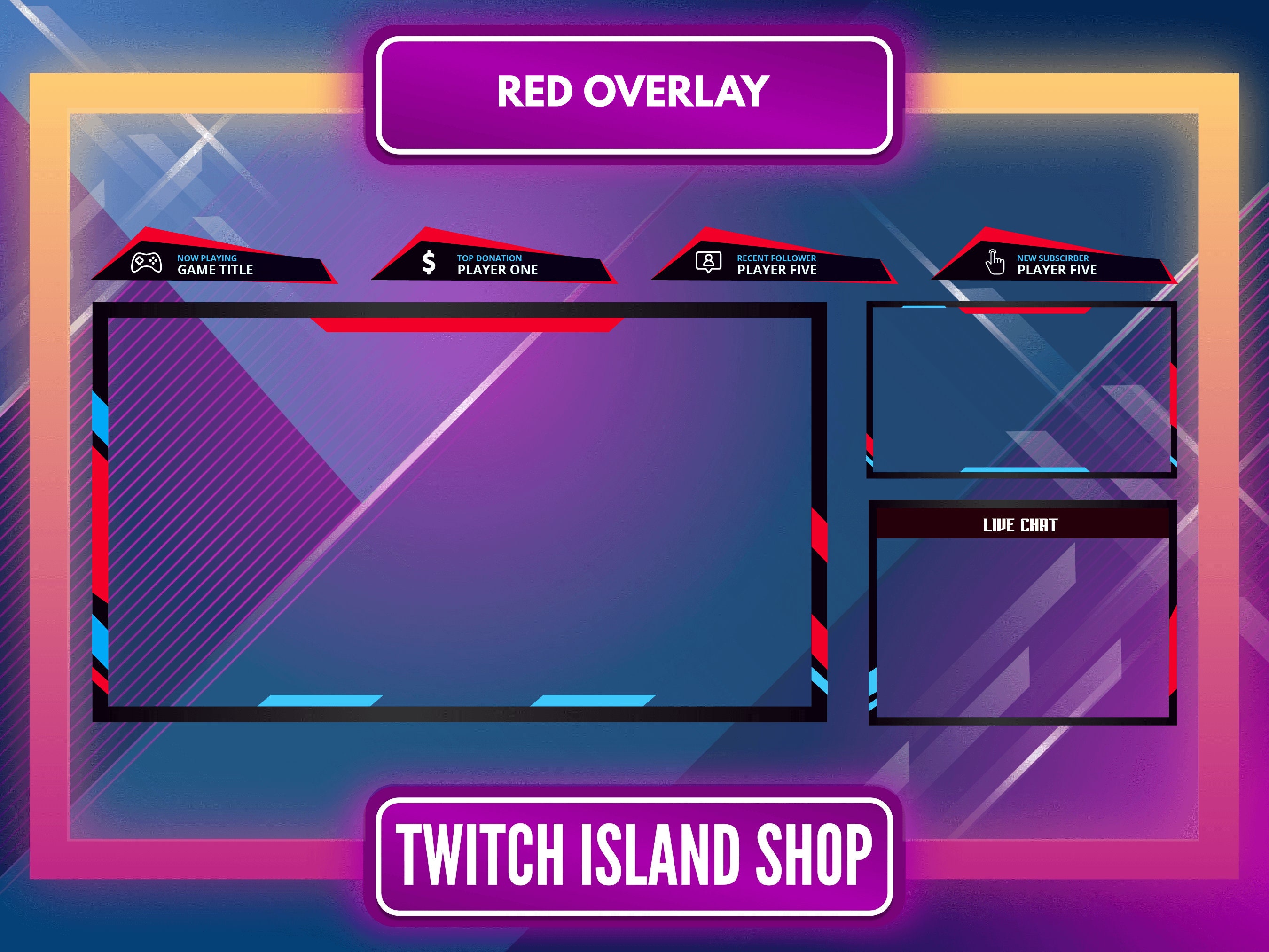 Red Twitch Overlay Stream, Twitch Overlay, Live Chat Twitch Overlay ...