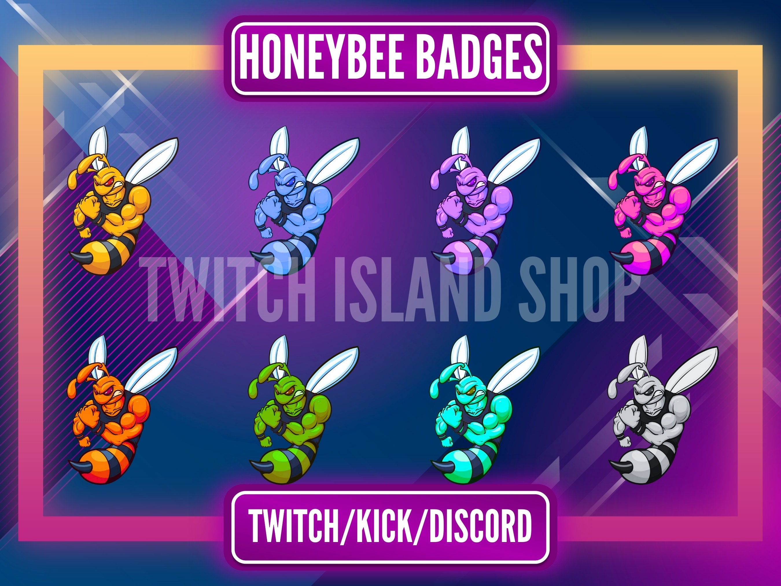 Honey Bees Twitch Badges for Stream Cute Garden Bugs Twitch Bit Badges ...