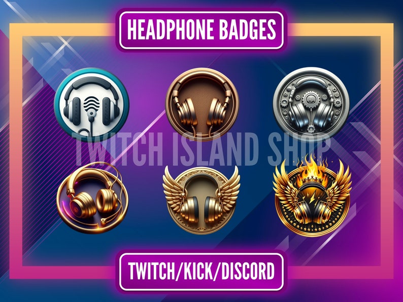 Headphones Twitch Bagdes / Icons / Discord / Twitch Headset Badges ...