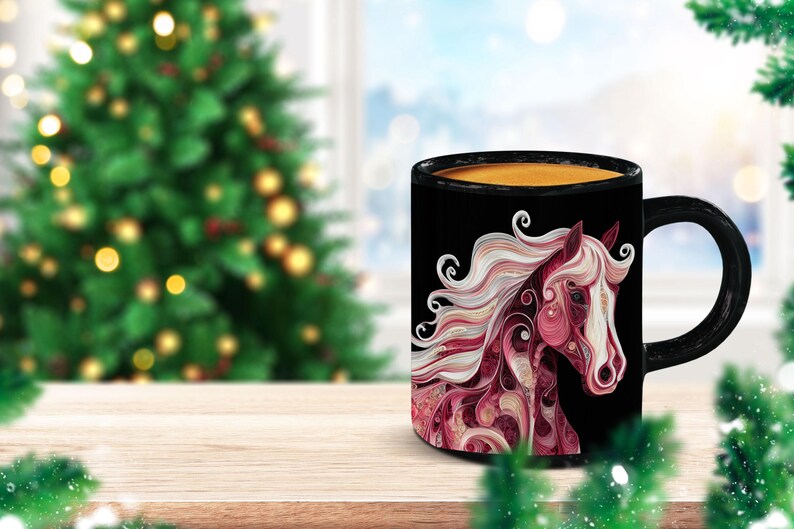 Stallion Horse Valentine's Day Quilled-look Coffee Mug 11oz 15oz ...