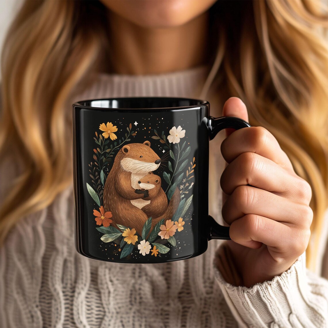 Mama Beaver and Baby Mug, Floral New Mother Gift, Mama and Baby Gift ...