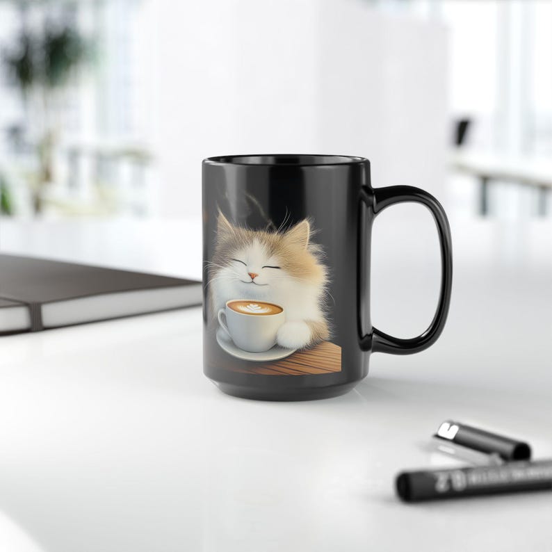 Cute Cat Drinking His Morning Coffee With a Smile, Coffee Lover Gift ...