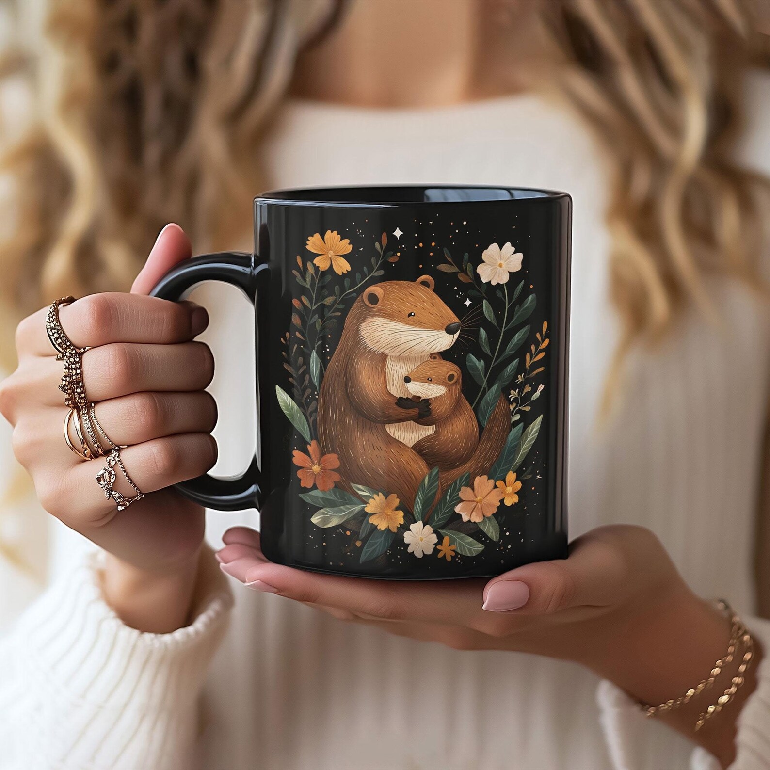 Mama Beaver and Baby Mug, Floral New Mother Gift, Mama and Baby Gift ...