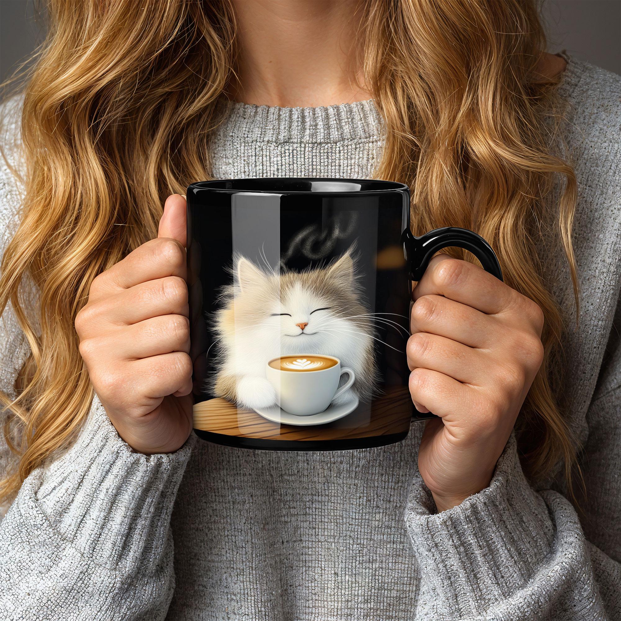 Cute Cat Drinking His Morning Coffee With a Smile, Coffee Lover Gift ...