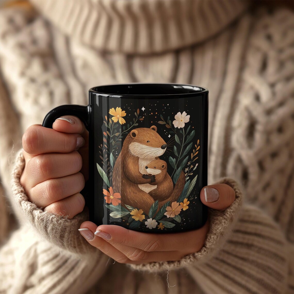 Mama Beaver and Baby Mug, Floral New Mother Gift, Mama and Baby Gift ...