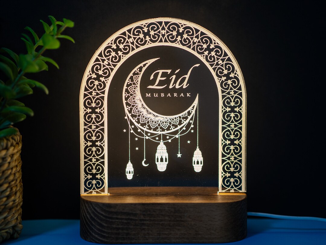 Eid Mubarak LED Lamp: Engraved Acrylic Ramadan Decor - Etsy Australia