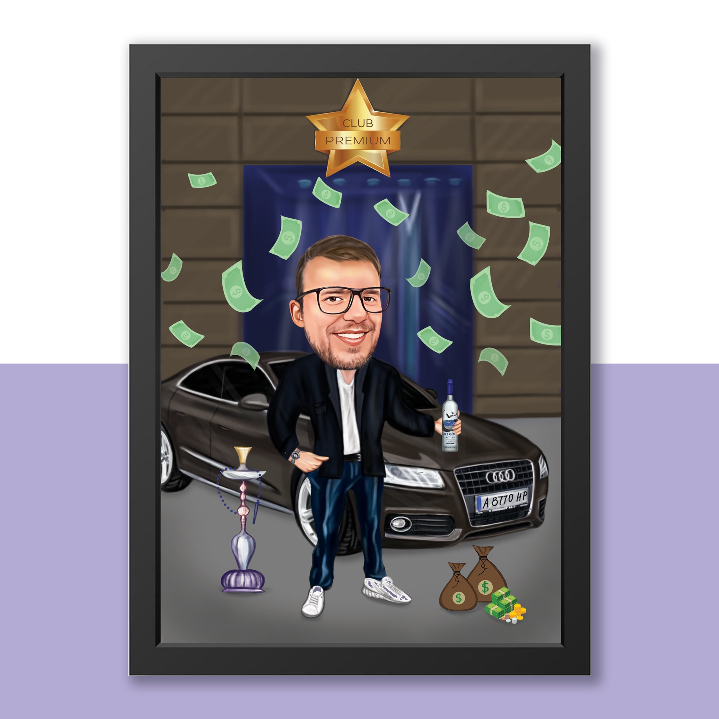 Car Lover Caricature, Custom Caricature, Audi, Male Caricature Portrait ...