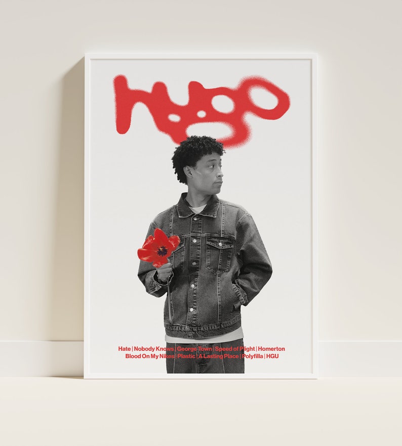 Loyle Carner 'HUGO' Poster for Bedroom, Unframed A4/A3/A2, Wall Art ...