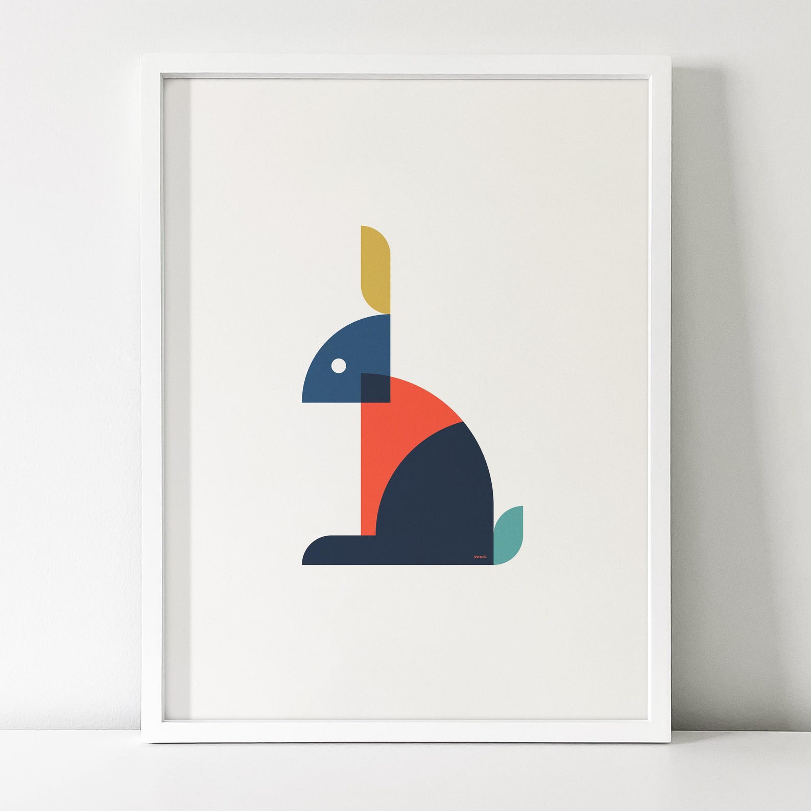 Mid-century Modern Bunny Print, Modern Bold Colorful Animal Print ...