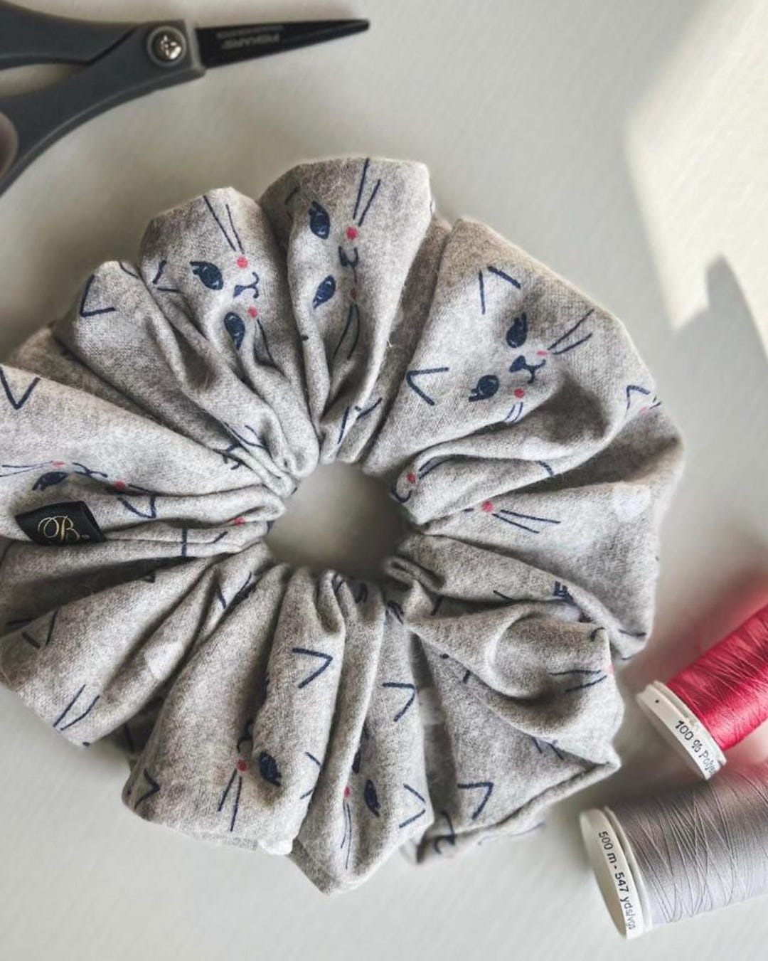 Kitty Cat Scrunchie - Jumbo Cotton Hair Tie, Oversized Whimsical Hair ...