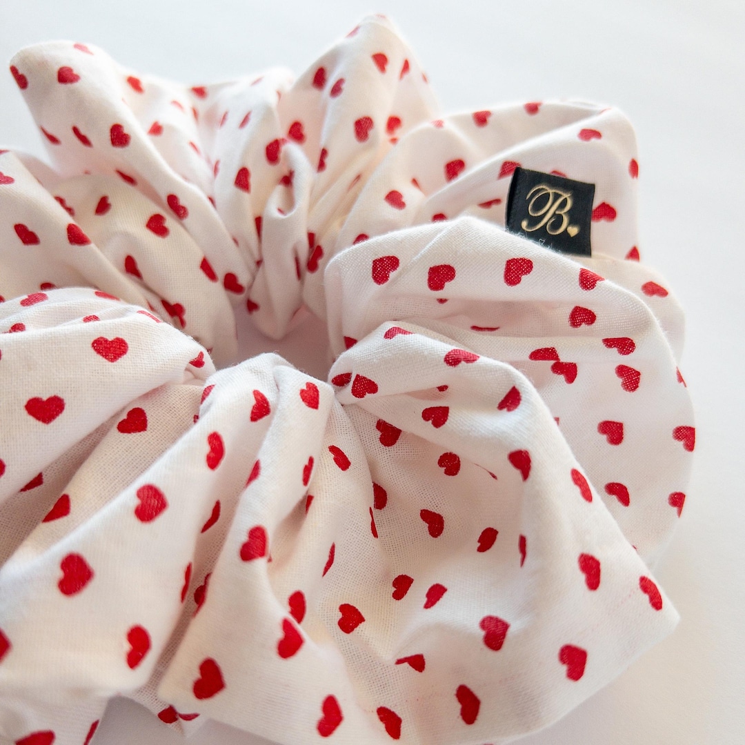 Red Heart Cotton Scrunchie: Handmade Hair Tie - B. LUVV & CO. - Etsy
