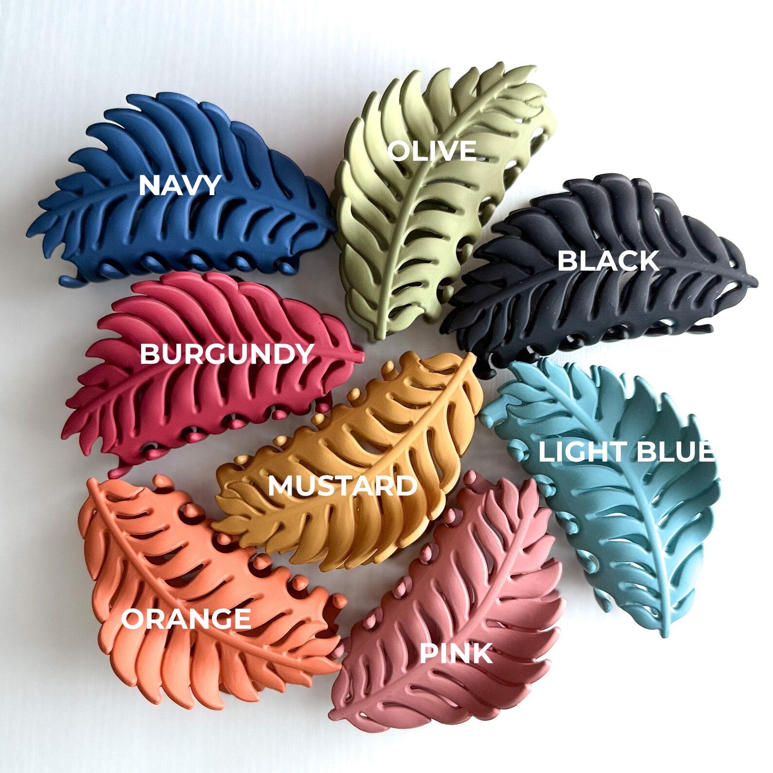 Matte Leaf Hair Claw Clip, Botanical Fern Hair Accessory, Large ...