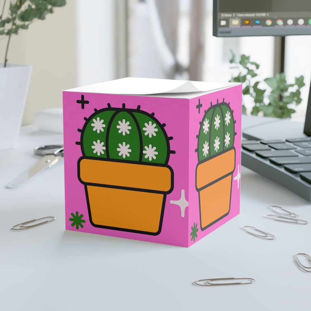 Note Cube, Sticky Notes, Cute Desk Accessories, Memo Pad Holder, Office ...