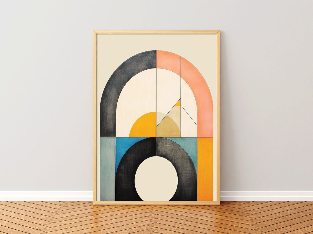 Boho Art, Geometric Modern, Gouache Painting, Abstract, Minimalist ...