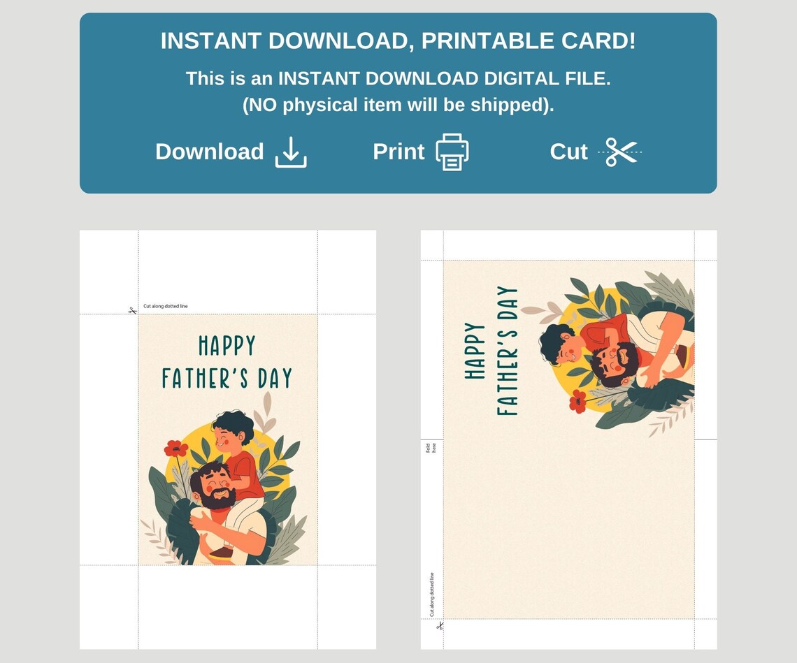 Fathers Day Card, Printable Fathers Day Card, Greeting Card, Gift Card ...