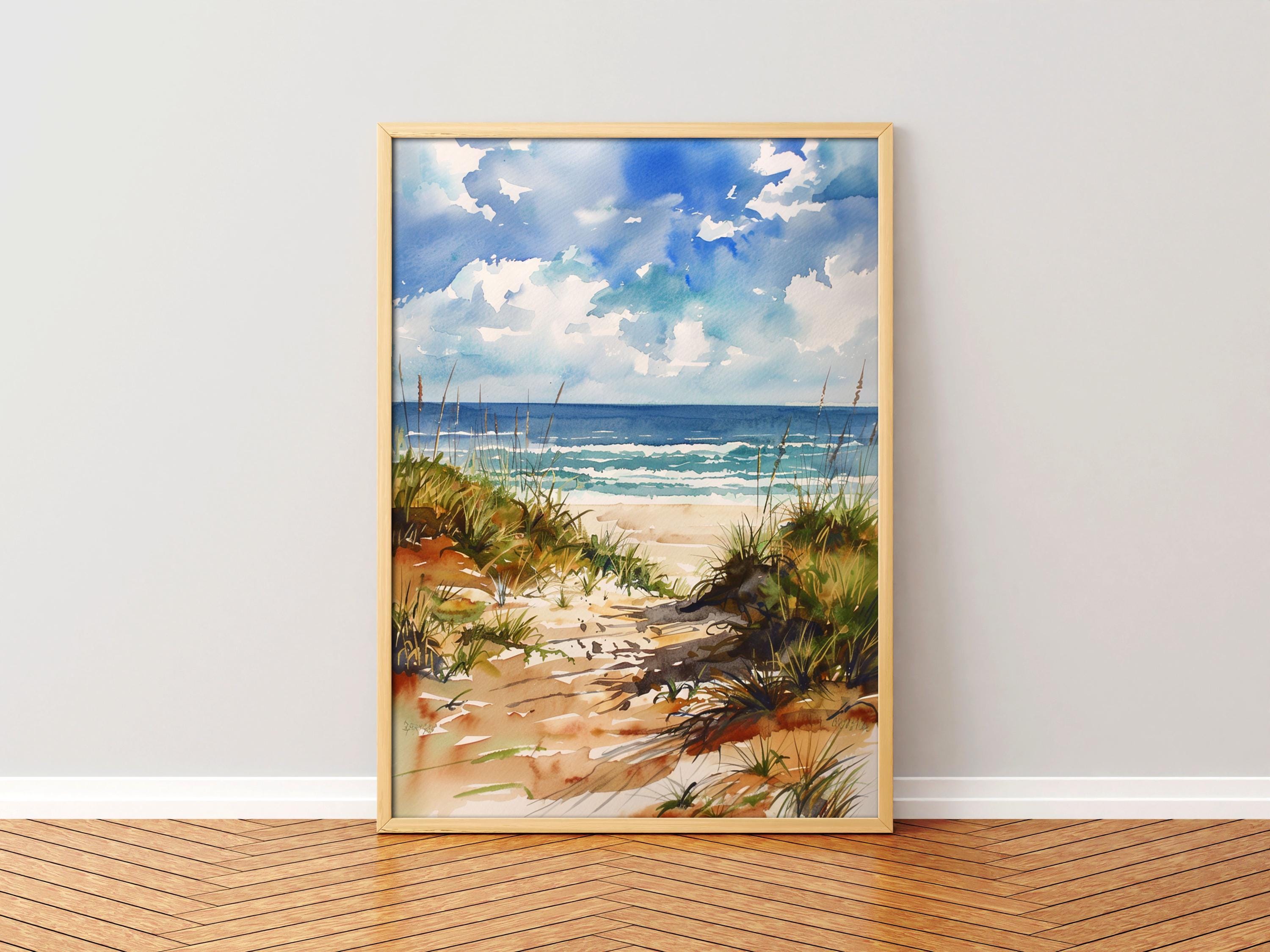 Beach, Reeds, Tropical, Ocean View, Nature, Watercolor, Printable Wall ...