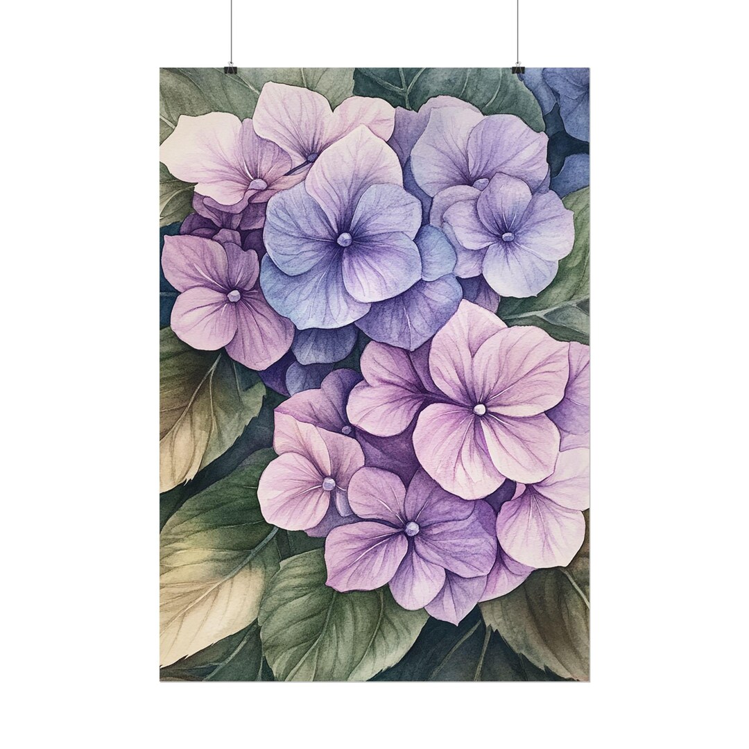 Rolled Posters, Hydrangea, Watercolor, Digital Art, Home Decoration ...