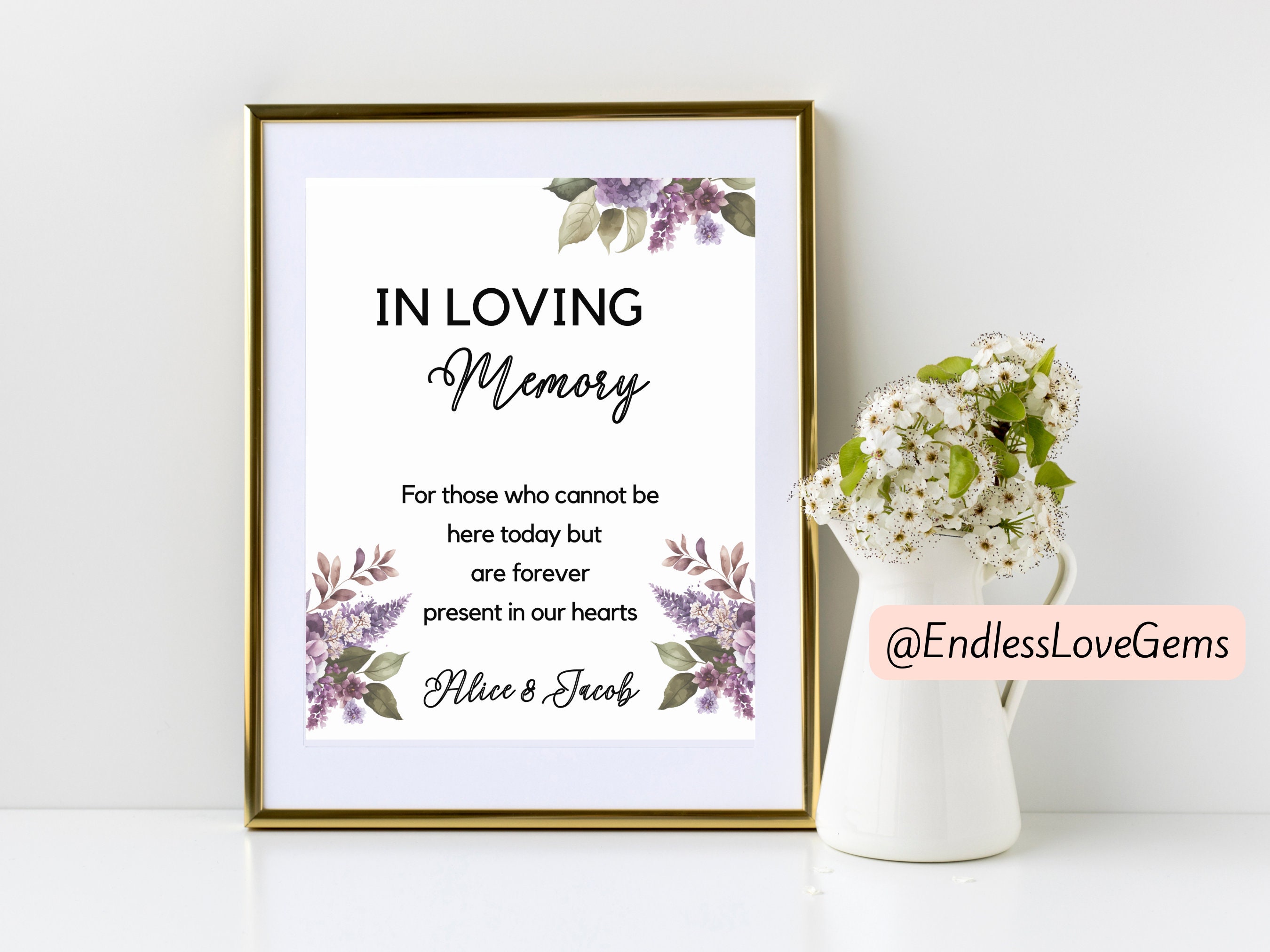 In Loving Memory Sign Template, Printable in Loving Memory for Wedding ...