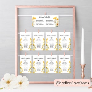 Daisy Hanging Seating Chart, Sunflower Hanging Seating Chart, Yellow ...