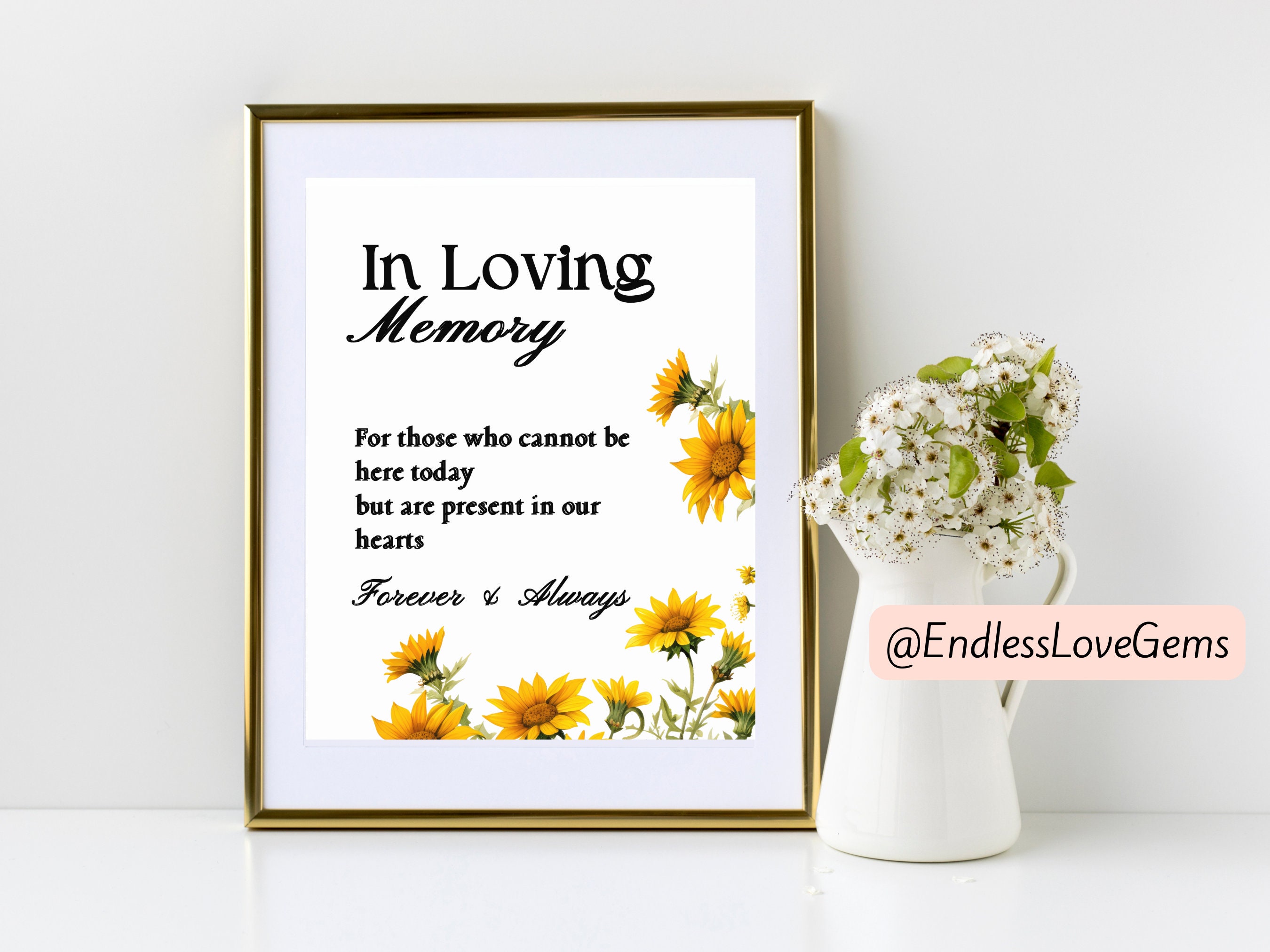 Sunflower in Loving Memory Sign, Daisy Memorial Sign, Yellow Floral in ...