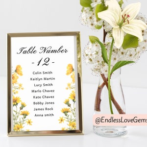 Daisy Hanging Seating Chart, Sunflower Hanging Seating Chart, Yellow ...