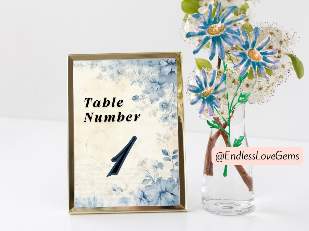 Royal Blue Table Numbers, Dusty Blue Wedding Table Set, Table Numbers ...