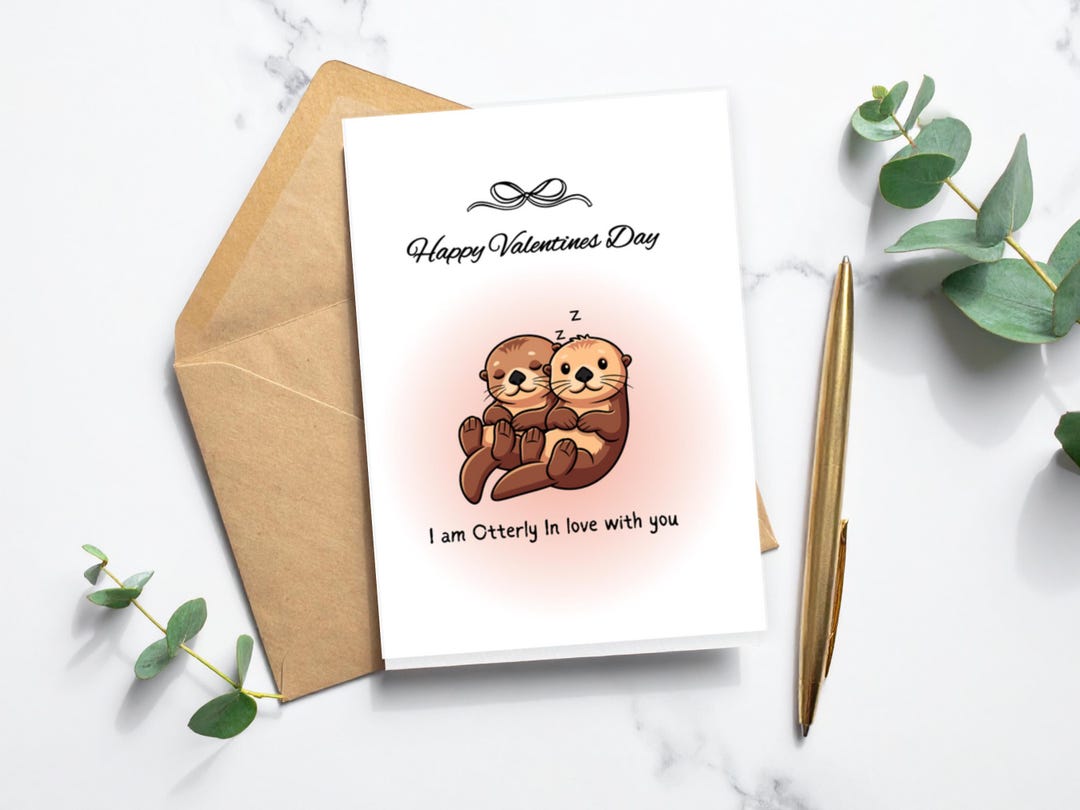 Otter Valentine's Day Card, Printable Love Card (digital Download) - Etsy