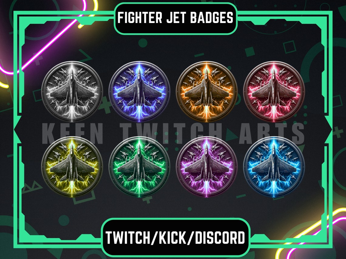 Fighter Jet Twitch Sub Badges: Airplane Cheer Bit Graphics (digital ...