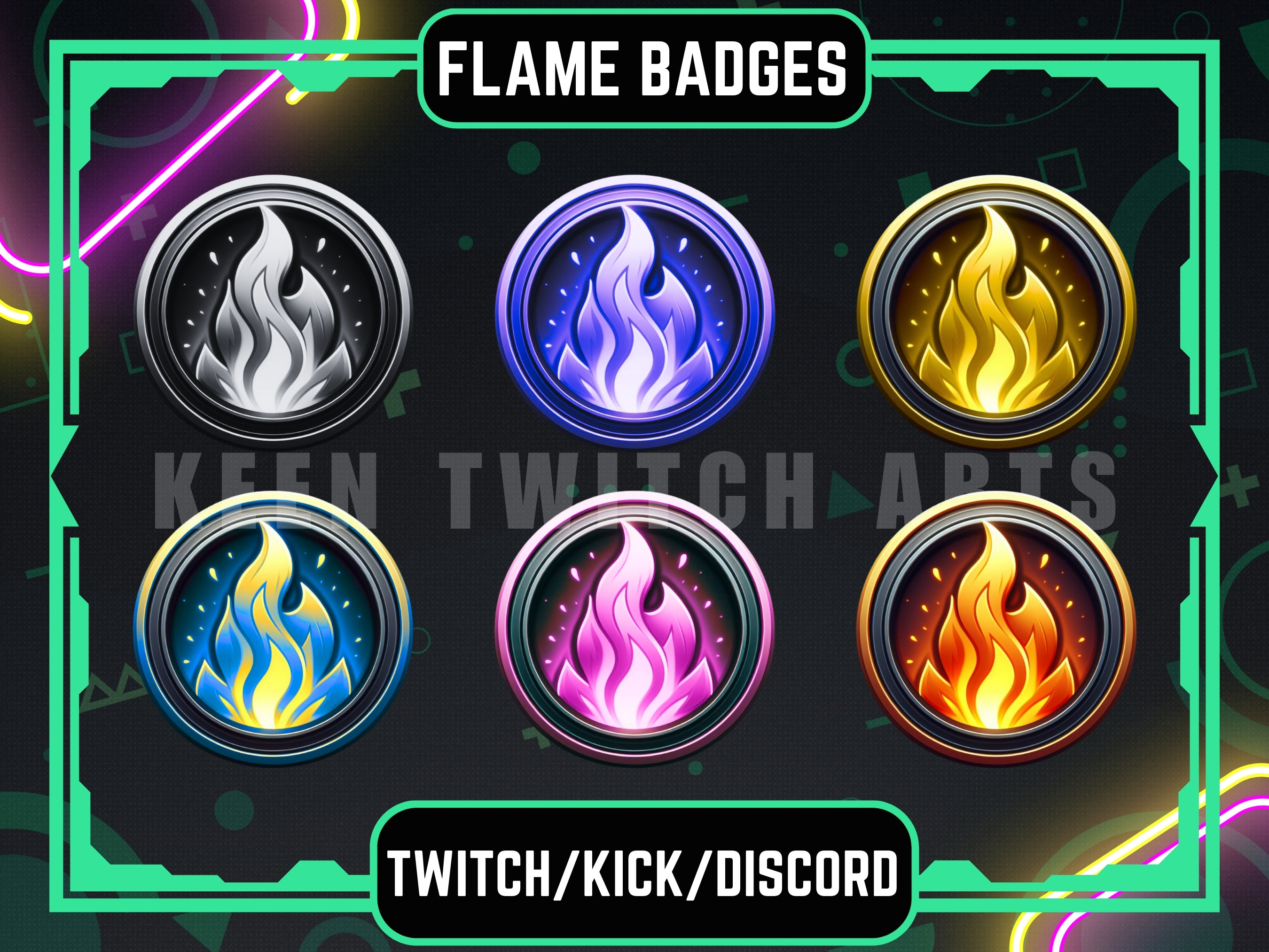 Flame Twitch Sub Badges Fire Sub Badges Twitch Youtube Discord Kick ...