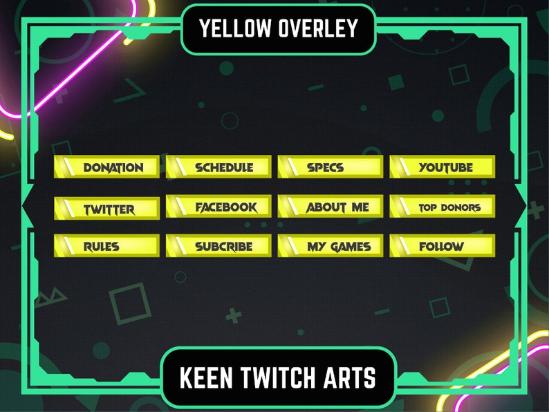 Yellow Stream Overlay, Yellow Twitch Live Chat Frame, Webcam Overlays ...