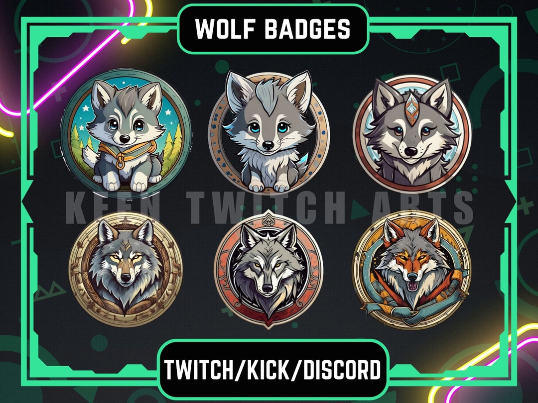 Wolf Twitch Sub Badges: Streamer Animal Badges (6-piece Set) - Etsy